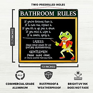Venicor Frog Bathroom Decor Sign - 12 x 13 Inches - Aluminum - Cute Frog Gifts for Frog Lovers Women - Frog Tank Room Decorations Accessories Stuff