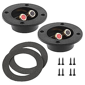 YTYKINOY 2 Pcs 3” Double Binding Round Gold Plate Push Spring Loaded Jacks Speaker Box Terminal Cup