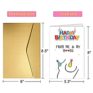 Funny Birthday Card for Men, Dirty Adult Friend Happy Birthday Gifts for Boyfriend Husband, Cheeky Boob Greeting Card for Him Her, Romantic Couples Birthday Cards with Stickers and Envelopes