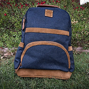 STS Ranchwear Traveling Outdoor Casual Everyday Blue Bayou Collection Denim Backpack with Adjustable Leather Shoulder Straps, One Size
