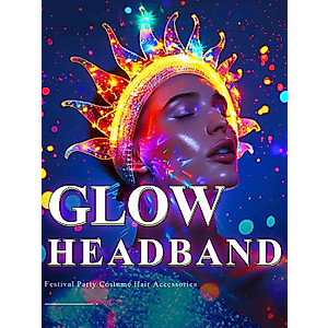 GENBREE Light Up Headband LED Glow Hair Band Rave Party Costume Crown Hair Accessories for Women