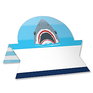 Big Dot of Happiness Shark Zone - Jawsome Shark Party or Birthday Party Tent Buffet Card - Table Setting Name Place Cards - Set of 24