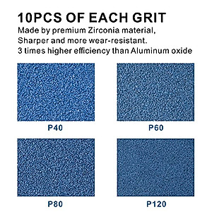 40 Pack Sanding Belts Replacement 3/8 x 13" Size - 10 Each of 40/60/80/120 Grits Zr-Corundum Sanding Belt (3/8" x 13" Belts)