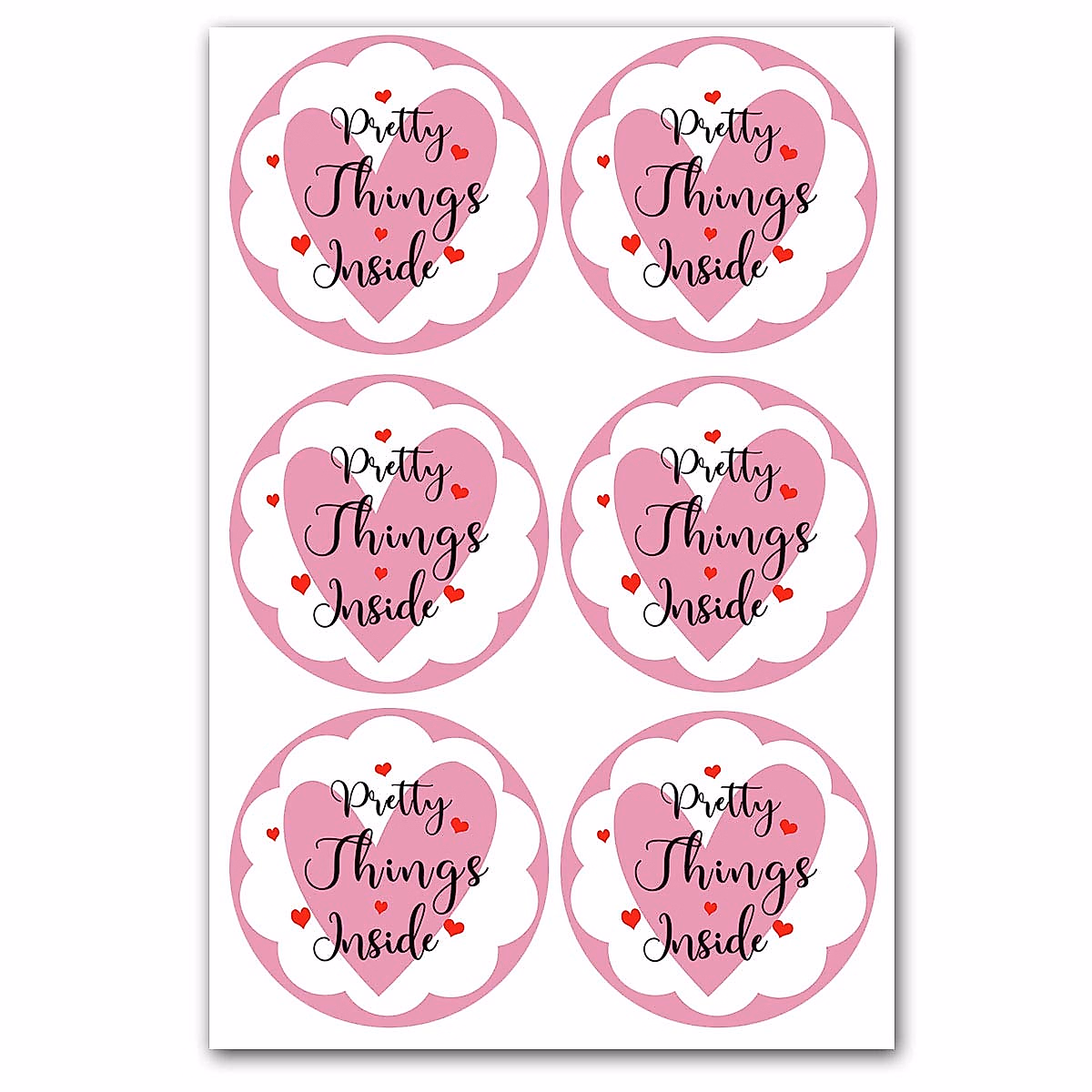 Pretty Things Inside Stickers - Round Heart Thank You Stickers - Thanks for Shopping Small Shop Local Handmade Waterproof Blue Love Labels- 2 Inch （504 pcs） (Pink)