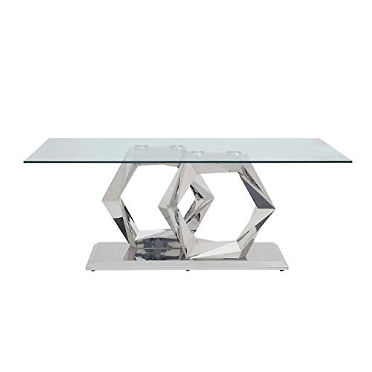 Acme Furniture Gianna Dining Table, Clear Glass & Stainless Steel