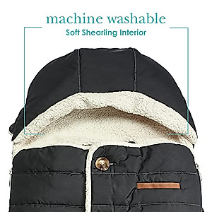 JJ Cole Bundle Me Winter Toddler Car Seat Cover and Bunting Bag - Urban - Weather Resistant Baby Carrier Cover - Winter Baby Essentials - Black