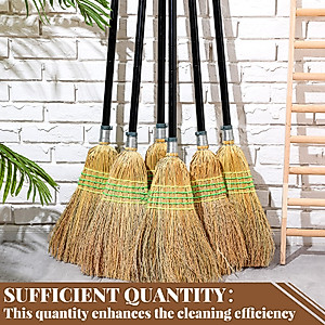 Maxcheck 6 Pcs Corn Broom with Handle Heavy Duty Broom for Sweeping Indoor Outdoor Broom for Kitchen Courtyard Garage Lobby Office, 59.8"