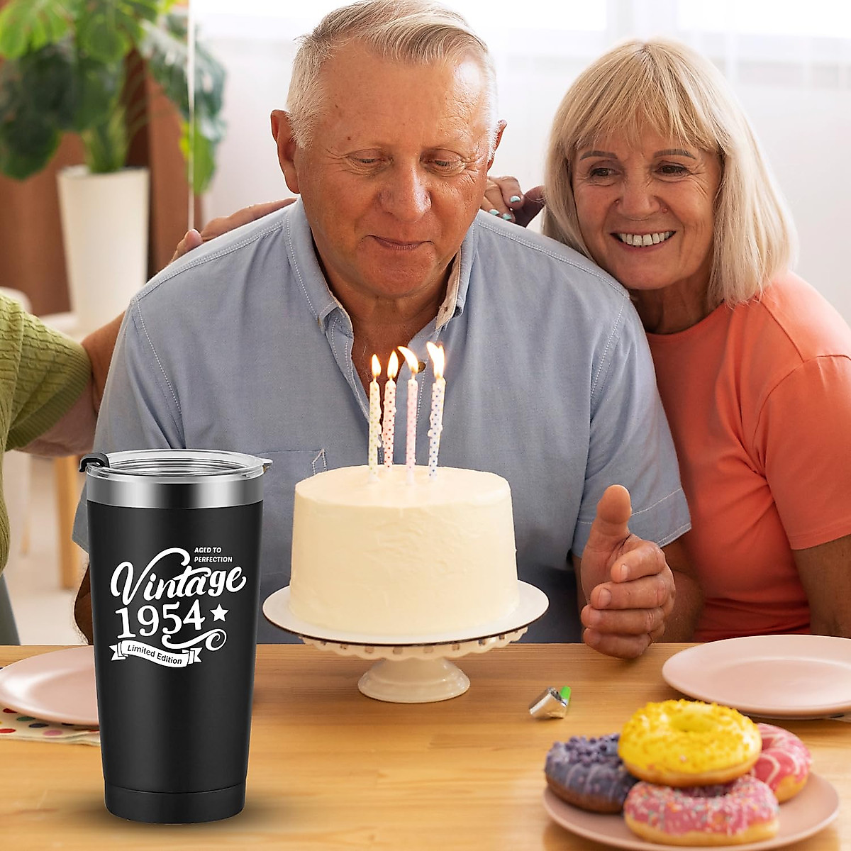 Greatingreat 1954 70th Birthday Gift for Women and Men - 70th Gifts for Parents - 70th Class Reunion - Mom Dad Wife Husband Present - 20oz Tumbler Cup Black