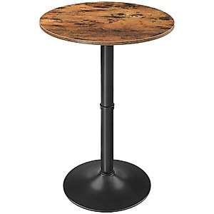 HOOBRO Round Bar Table, 35" Tall Pub Table, Cocktail Table with Base, Stable Counter Table with Non-Slip Base for Narrow Space, Bar Height Table for Kitchen, Easy to Assemble, Rustic Brown BF57BT01