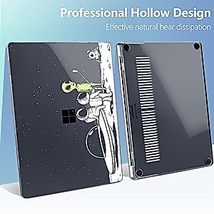 MEEgoodo Case for 13.5" Microsoft Surface Laptop 5/4/3 with Alcantara Palm Rest for Model 1950/1769/1867/1958, Clear Laptop Hard Shell Cases with Keyboard & Webcam Cover, Astronauts & Alien