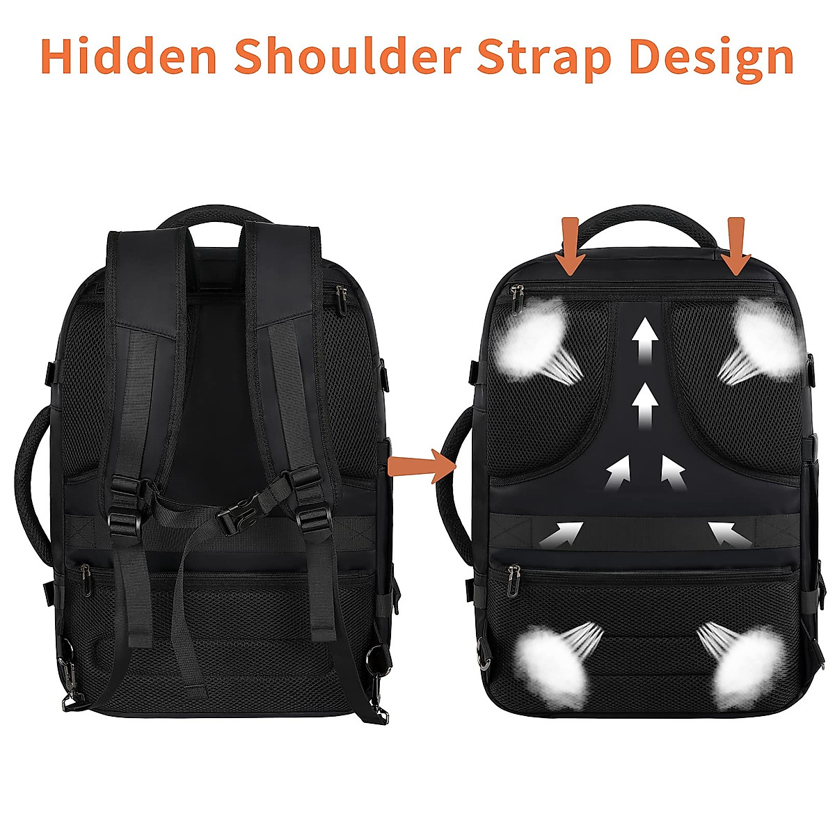 ZOMFELT Carry On Backpack, 45L Travel Backpacks for Men with 3 Packing Cubes, 17.3 Inch Laptop Backpack Flight Approved Carry On Bag for Travel, Water Resistant Expandable Business Weekender Bag