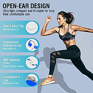 CelsusSound Bone Conduction Headphones with Noise-Canceling MIC, Bluetooth Waterproof Sport Headphone, Open Ear Stereo Headphones up to 10H of Music and Calls, Wireless Headset for Running and Workout