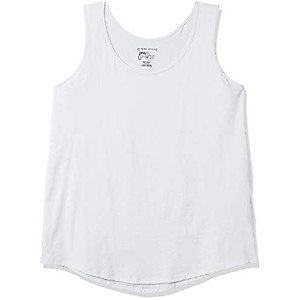 JUST MY SIZE Womens Plus Cotton Jersey Shirttail Top, Sleeveless Tank-top-and-cami-shirts, White