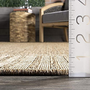 nuLOOM Asha Simple Border Indoor/Outdoor Area Rug, 5' x 8', Light Brown