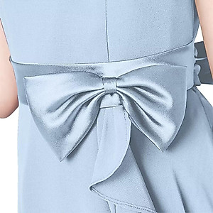 Little Junior Girl Long Bridesmaid Dress Baby Blue Wedding Flower Girls Formal Pageant Party Dresses Chiffon Sleeveless Baby Blue-10