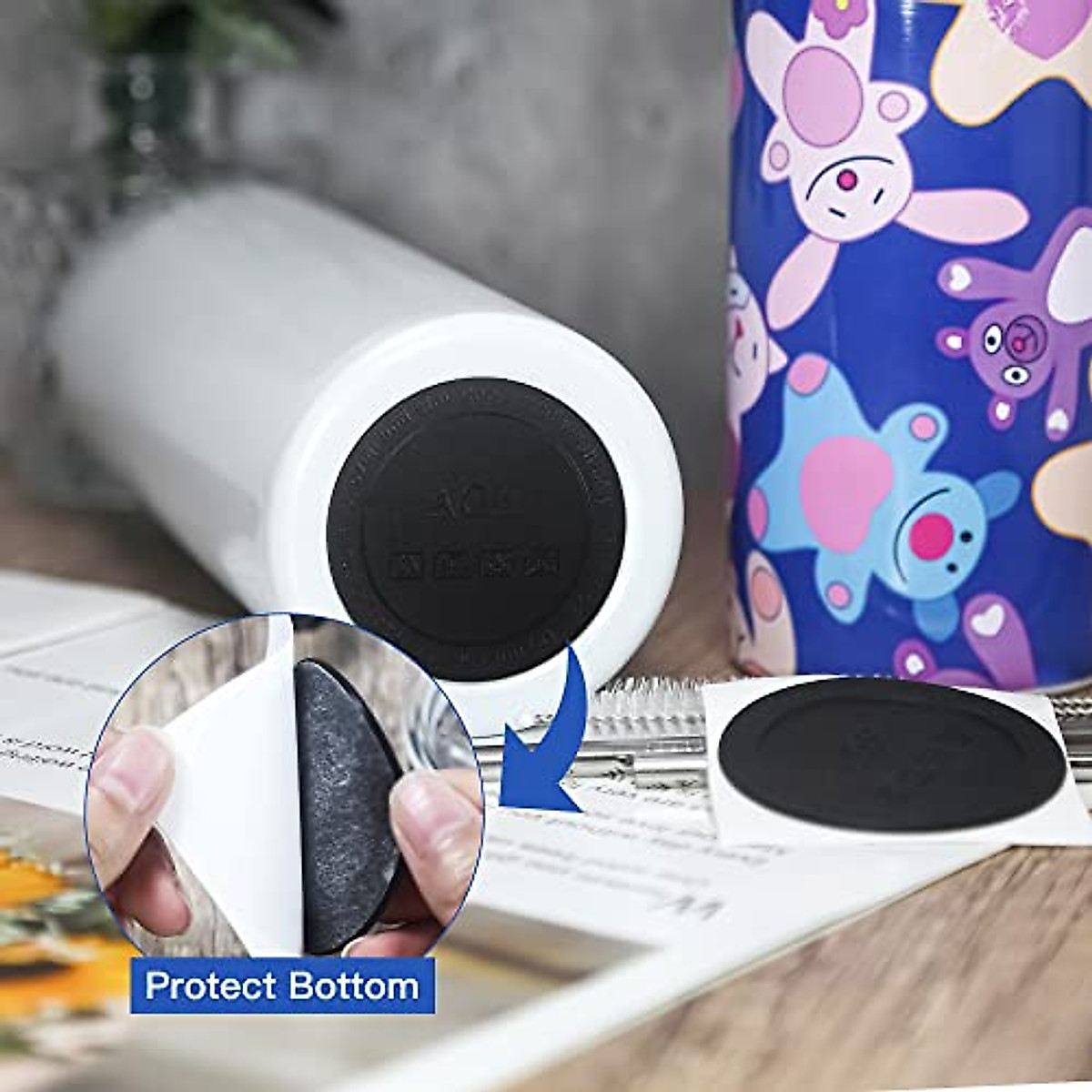 AGH 10pcs 20oz Flat Edge Sublimation Tumbler Blank, Sublimation Tumblers 20 oz Skinny Straight Cups with Individual Gift Box, Silicone Bottom, Stainless Steel Straw For Coffee Drinks