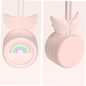 Holibanna Vintage Fan Household Fans Handheld Fan Mini Personal Fan USB Personal Fan Personal Handheld Fan Home Mini Fan Mini Cool Fan Wing Shaped Design Fan Hanging Neck Gift Pink