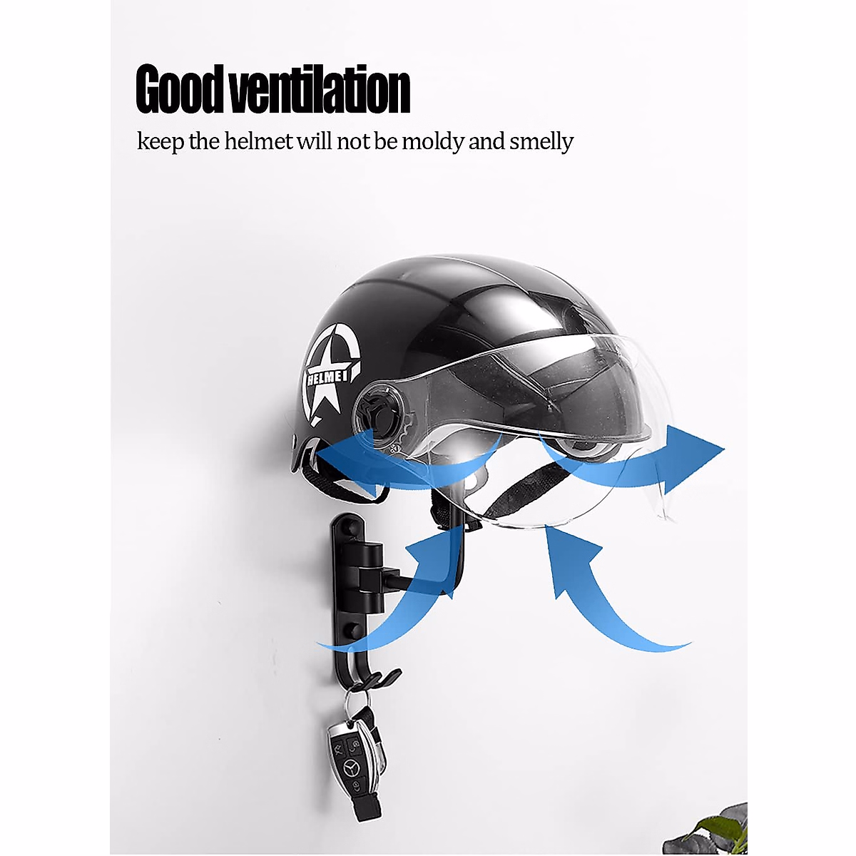 Yatuela Motorcycle Helmet Rack,2PCS Motorcycle Helmet Holder,Wall Mounted Hanger,Aluminum Alloy Helmet Stand for Motorcycle Bike Coats, Caps and Rugby Helmet