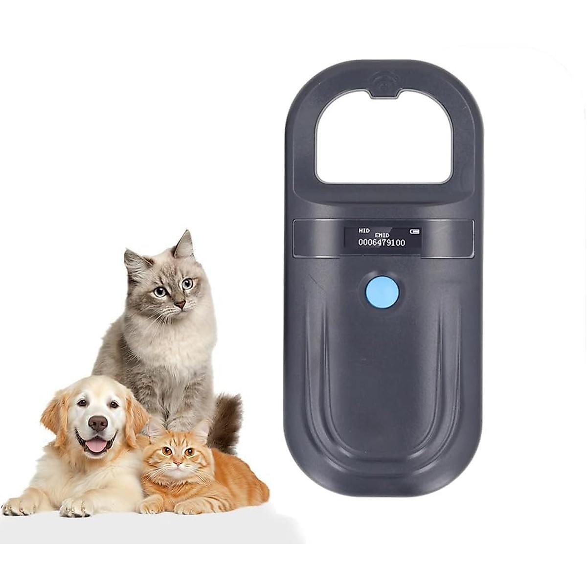 Pet Microchip Scanner, ISO11784/85/FDX-B/EMID Animal Handheld Reader,134.2kHz Pet ID Scanner Rechargeable Animal Chip Registration, for Dog/Pet/Cat/Pig/Animal. (Black)