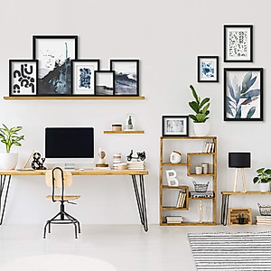 Americanflat 9 Piece Black Framed Gallery Wall Art Set - Abstract Indigo Landscapes