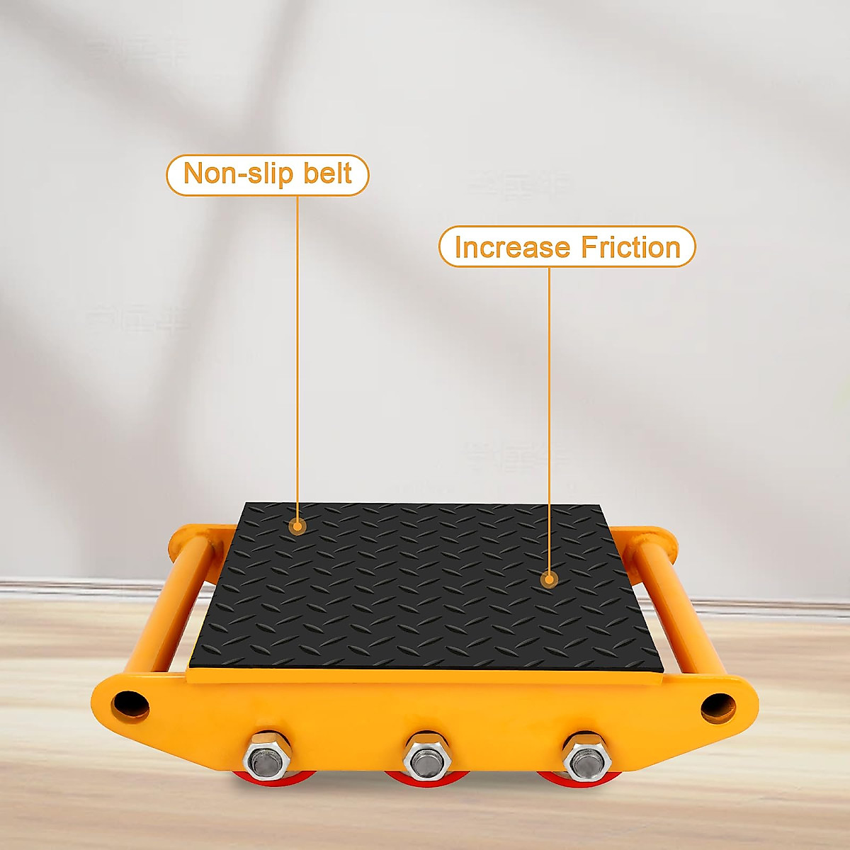 FAHKNS Machine Skates 33000 LBS, Non Slip Disc Machinery Moving Skate with 9 PU Rollers, Heavy Duty Industrial Machinery Mover Skate for Warehouse, Workshop Moving Equipment, Yellow
