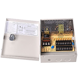VideoSecu Key Lock 9 Output 12 V DC CCTV Distributed Power Supply Box Auto Reset for Security Camera WK9