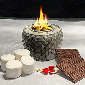 Tabletop Fire Pit Indoor,Tabletop Fireplace Concrete, Pineapple Shape Small Fire Bowl, Portable Tabletop Fire Pit (Grey)