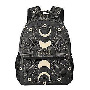 DADABULIU School Backpack Moon Mystic Sun Astrology Tarot Goth for Women Girl Student Bookbag Durable Casual Daypack Teens College Lightweight Hiking Travel Bag Over 3 Years Old