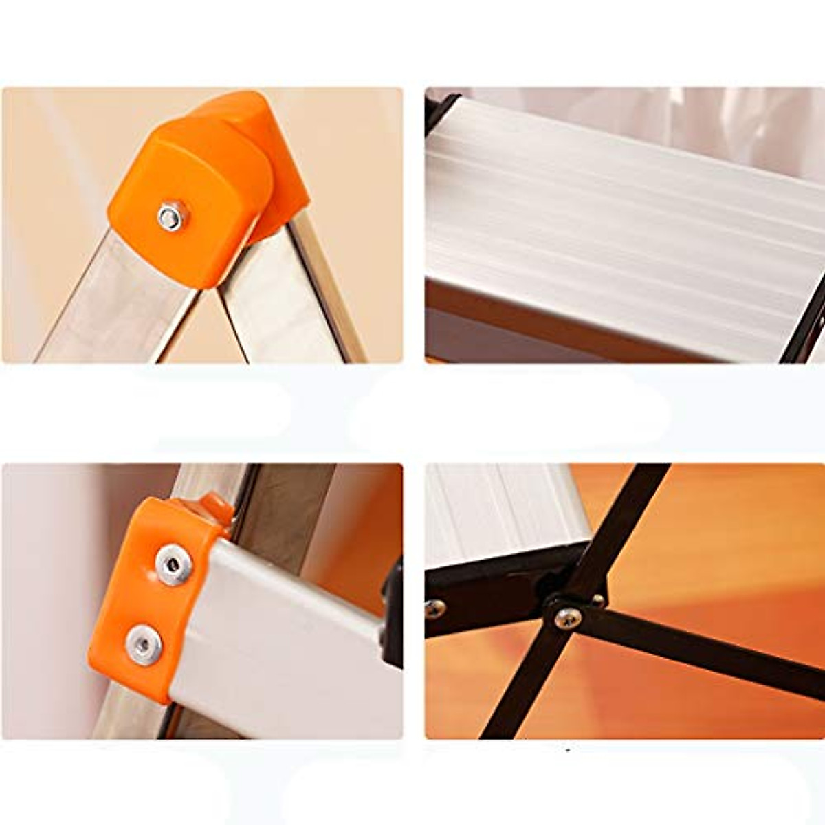 PENGJIE Folding Ladder Step Stool Ladder Stool 3 Step Folding Aluminum Heavy Duty Steel Portable Anti Slip Mat Tread Compact 150 Kg Capacity