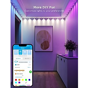 Govee RGBIC String Downlights, Smart LED String Lights Works with Alexa, Color Changing Indoor Wall Light Fixture for Party, New Year & Daily, Music Sync, 9.8ft with 15 LEDs, White