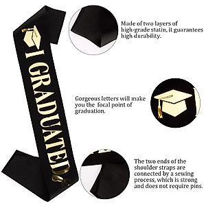 Vovii Graduation Decorations Class of 2024, Glittered Metal Graduation Princess Black Graduate Sash and Gold Grad Tiara Crown Class of 2024 for Graduation Party Decorations Grad Decor Favors