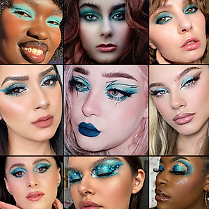Blue Teal Eyeshadow Palette,Blue Green Teal Tone Eyeshadow Pallets,DE’LANCI Pro 9 Shades Matte Shimmer High Pigmented Waterproof Long Lasting Eye Shadow Cool Toned Makeup Palettes for Christmas