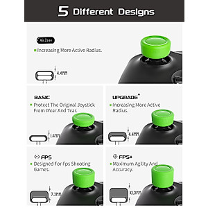 ELETIUO 5 Pairs/10 Pcs Thumb Grips Set for Xbox Series X/S,Xbox One,Xbox One X/S Controller,Anti-Slip Silicone Joystick Cap with 5 Designs, Custom Analog Thumbsticks Cover,Green