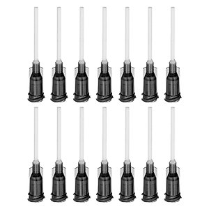 uxcell 50 Pcs 16G Plastic Dispensing Needles, 1" PTFE Glue Needle Tube Blunt Luer Lock Tips Applicator with PP Flexible Needle for Liquid Glue Gun, Grey