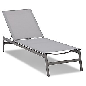 HAPPATIO Patio Chaise Lounge,Patio Lounge Chair with Breathable Textilene Fabric,All Weather Outdoor Chaise Lounge,Outdoor Lounge Chairs for Patio Backyard Porch Garden Poolside(Light Gray)