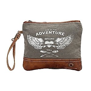 Myra Bag Adventure Begins Upcycled Canvas Wristlet Bag S-1020