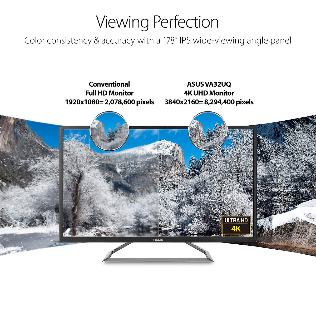 Asus VA32UQ 31.5” HDR Monitor 4K (3840 X 2160) FreeSync Eye Care DisplayPort HDMI HDR10,Black (Renewed)