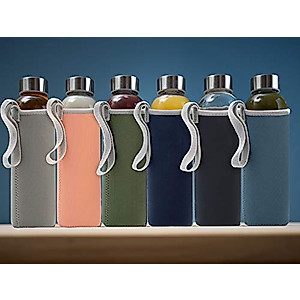 Epica 18-Oz. Glass Beverage Bottles, Set of 6 (Beverage Glasses + Sleeves)