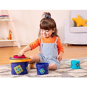B. toys- Stacking Buckets – 10 pcs – Sort & Stack Colorful Nesting Cups – Bath & Backyard – Stackable Learning Toy – Toddler, Kids –Bazillion Buckets- 18 months +