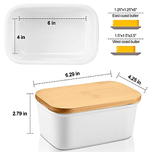 Butter Dish, Ceramic Butter Dish with Lid, Large Butter Keeper Perfect for 2 Sticks of Butter and Keep Your Butter Soft, Safe to Dishwasher