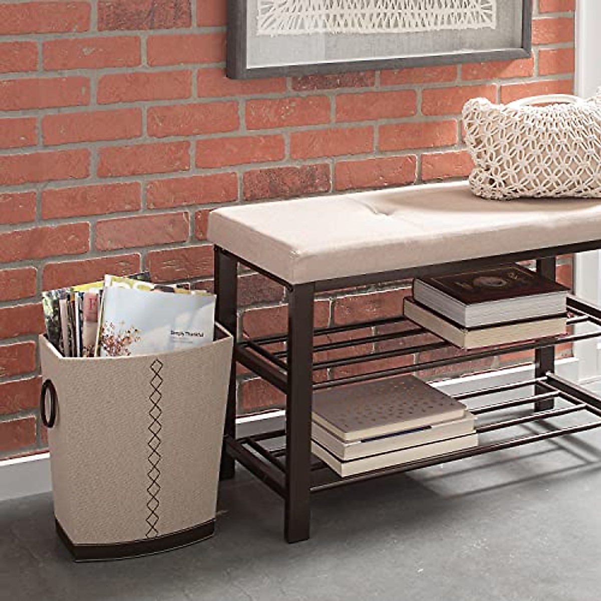 Organize It All Multi-Purpose Basket | Dimensions: 8" x 13.5" x 12" | Open Top | Great Storage | Home Organization | Handles for Easy Movement | Great for Office | Living Room | Beige