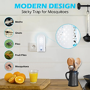 Electronic Flying Insect Trap 2 Pack Plug in Flea Fly Catcher Gnat Moth Bug Killer with Night Light UV Attractant and Sticky Boards for Home Office Garage