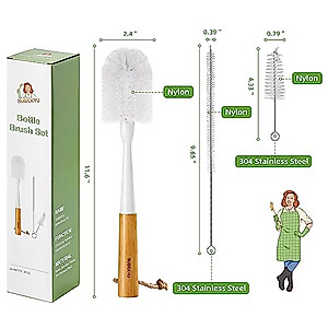 SUBEKYU Bottle Brush, Baby Bottle Brush with Nipple and Straw Cleaner Set for Cleaning Water Bottle