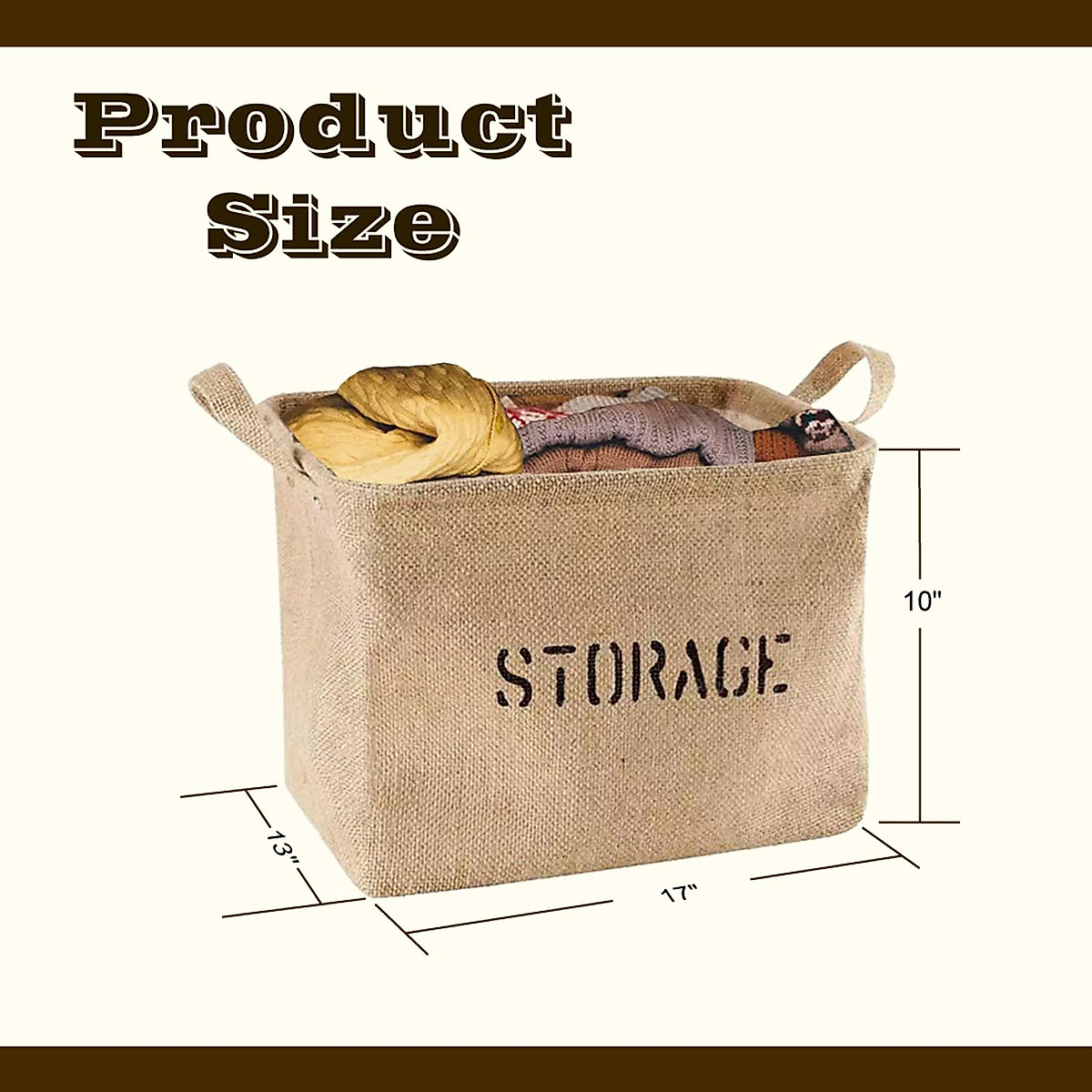 YD Youdepot Large Foldable Kids' Toy Storage Organizer Bin - Eco-Friendly Basket with Handles for Toys, Baby Clothes, Books, Gifts, Clothes - Measures 17x13x10 Inches