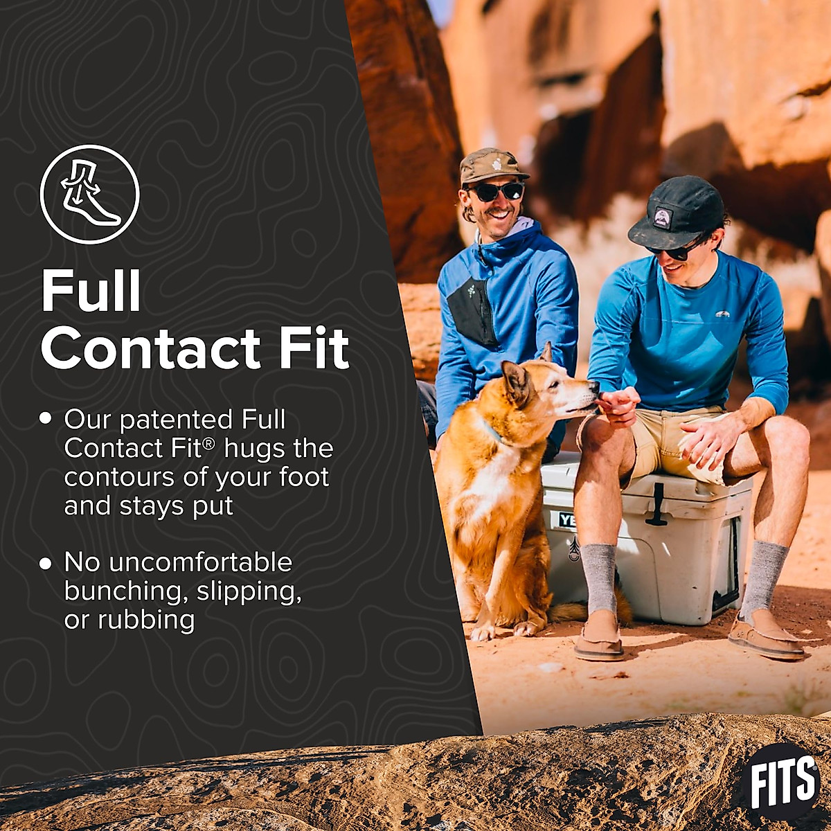 FITS Light Hiker Crew Sock for Men and Women, Made with Merino Wool, Breathable, Odor Resistant, Smart Cushioned Hiking Sock, Navy, Medium