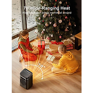 Homairate Small Space Heater, Portable Electric Heater with Remote,Thermostat, 4 Modes,70° Oscillation, 12H Timer, 1500W Fast Heating Ceramic Room for Home Bedroom, Office