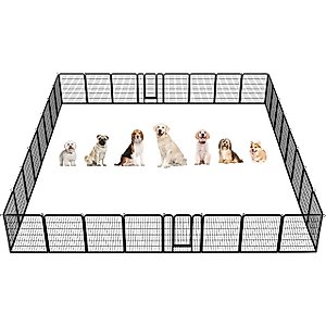 Topeakmart 32 Panels Pet Dog Pen 40 inch Height Heavy Duty Foldable Metal Portable Puppy Exercise Pen Barrier Cat Chicken Rabbit Fence with Door Indoor Outdoor Black