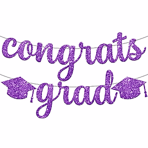 KatchOn, Glitter Congrats Grad Banner Purple - 10 Feet, No DIY Graduation Banner | Congratulations Banner, 2024 graduation party decorations | Graduation Backdrop, Graduation Decorations Class of 2024