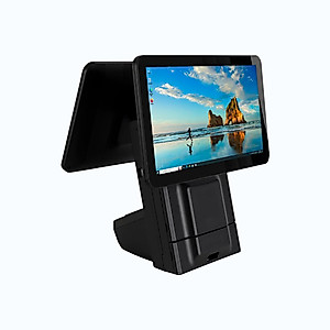 Multzo All in One Point of Sale M9W with 15.6'' Dual Touch Screen. Windows 10 OS and an i3 Processor. Touch Pos with 58mm Thermal Printer for Receipts Wi-fi, 4GB RAM and 64GB ROM. (Black)