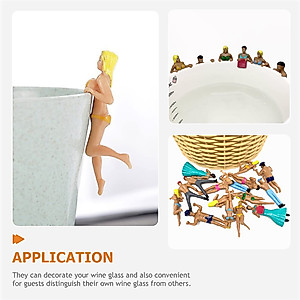 Kisangel 8pcs Miniature Wine Glass Markers Drinking Cup Markers Figures People Edges Doll for Wine Glass Drink Marker